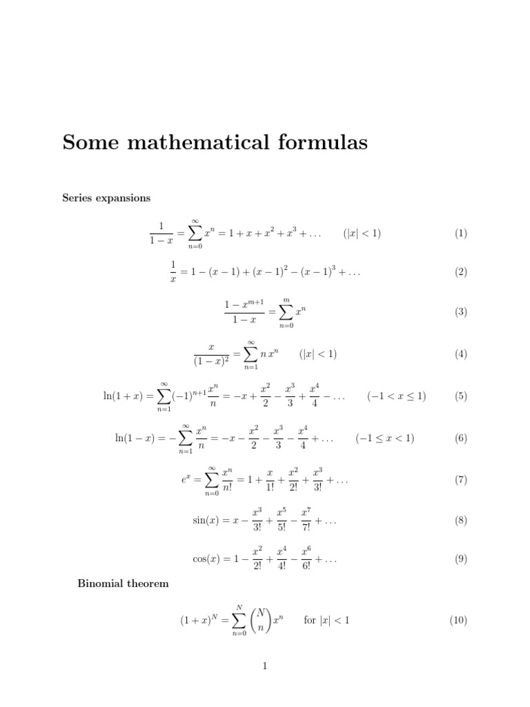 Math Series & Theorems Guide | PDF