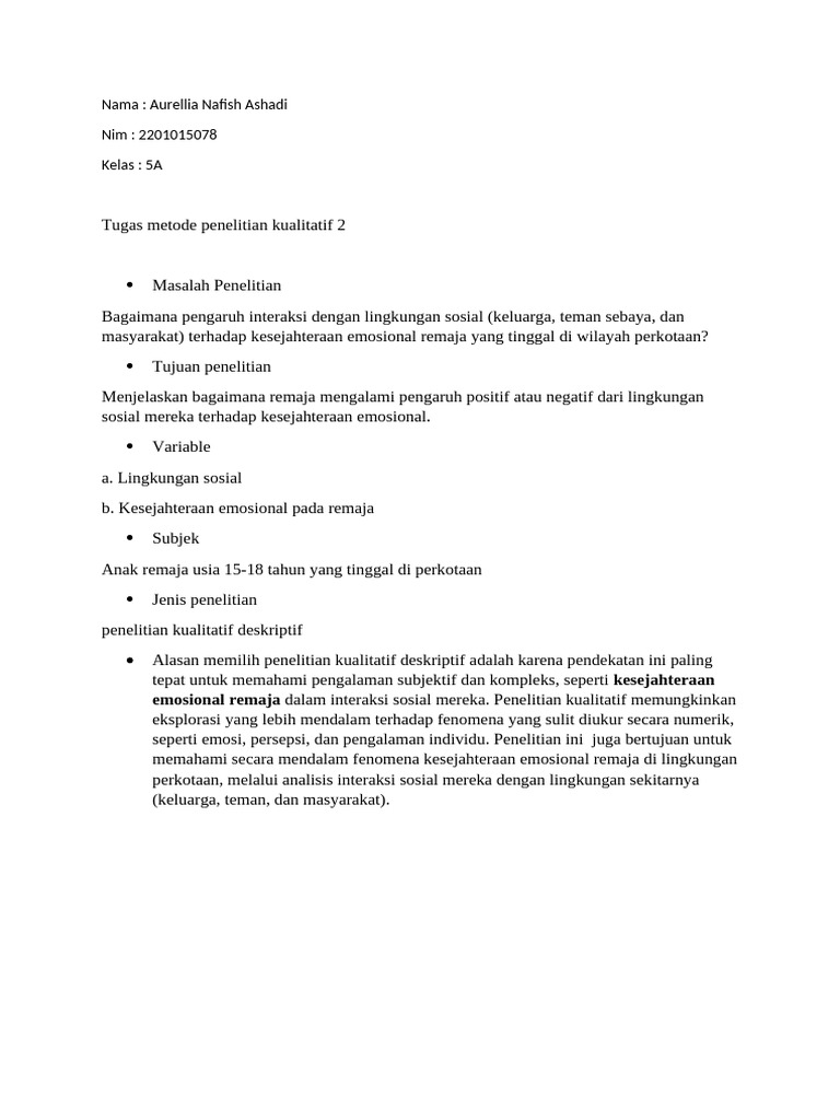 Tugas 2 Kualitatif Aurel | PDF