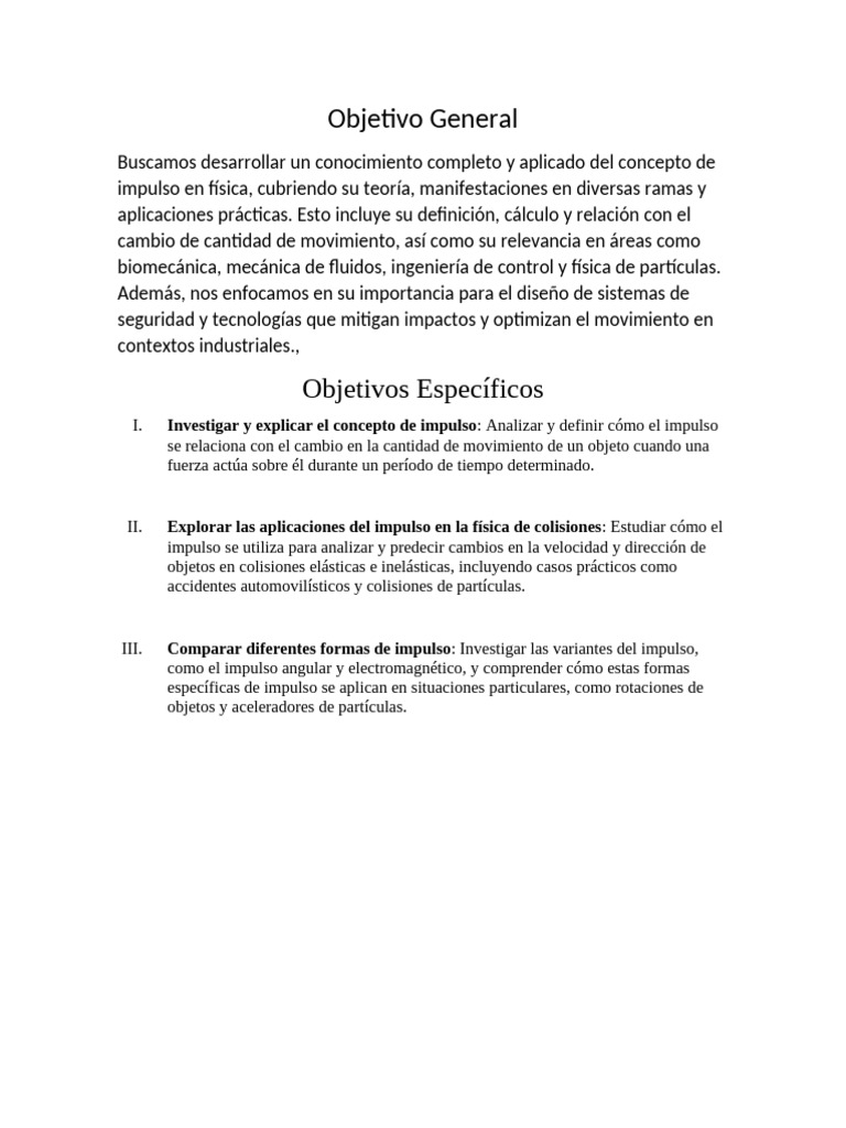 Objetivos General y Especificos | PDF
