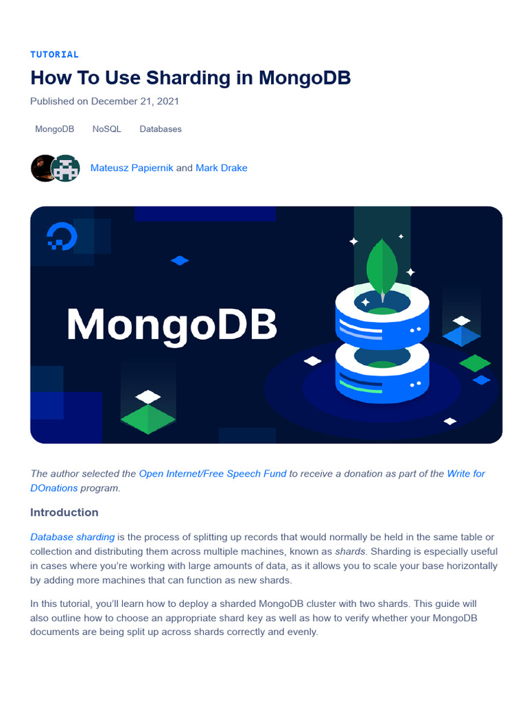 How to Use Sharding in MongoDB _ DigitalOcean | PDF | Mongo Db | Scalability