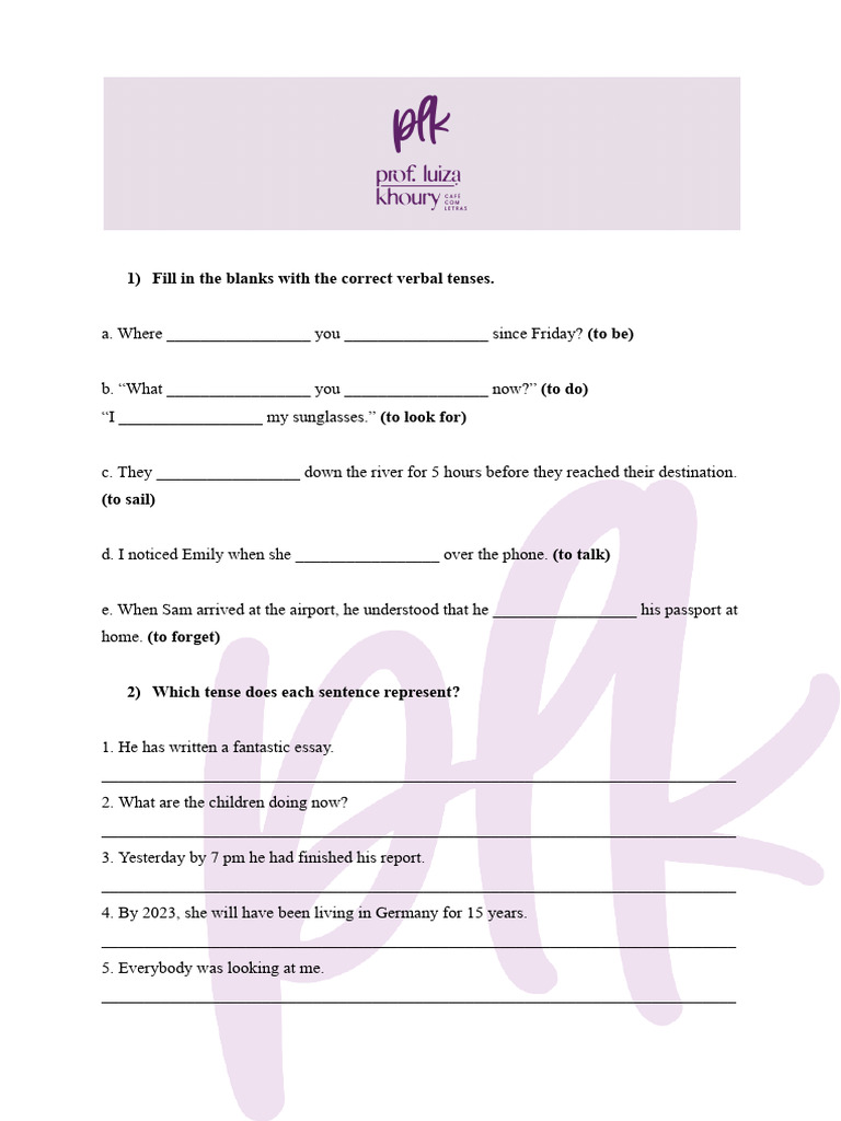 Verbal Tenses - Exercises (1) | PDF | Language Mechanics | Grammar