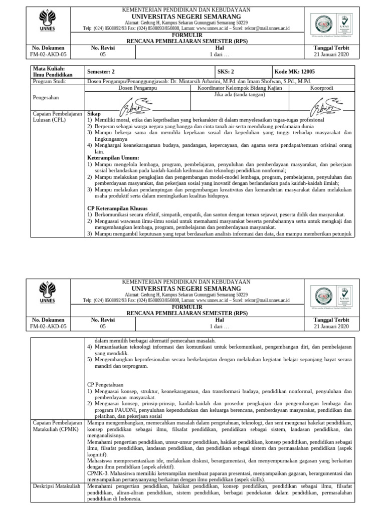 2021 RPS PERKULIAHAN IP | PDF