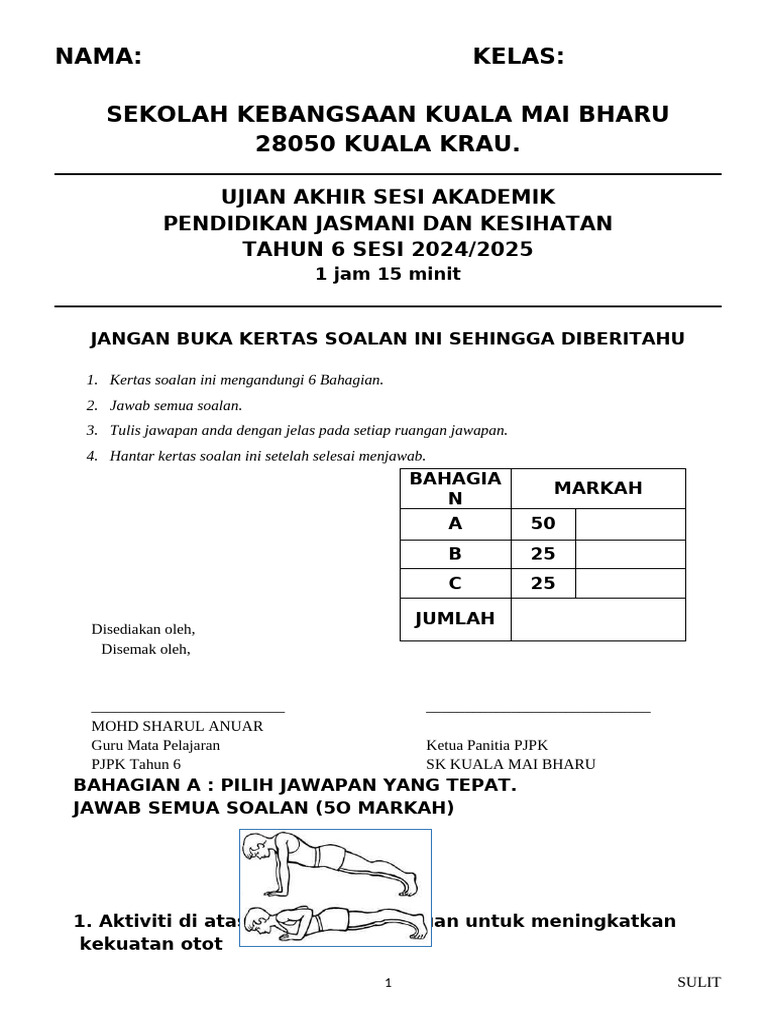 Uasa PJPK Tahun 6 2024 2 | PDF