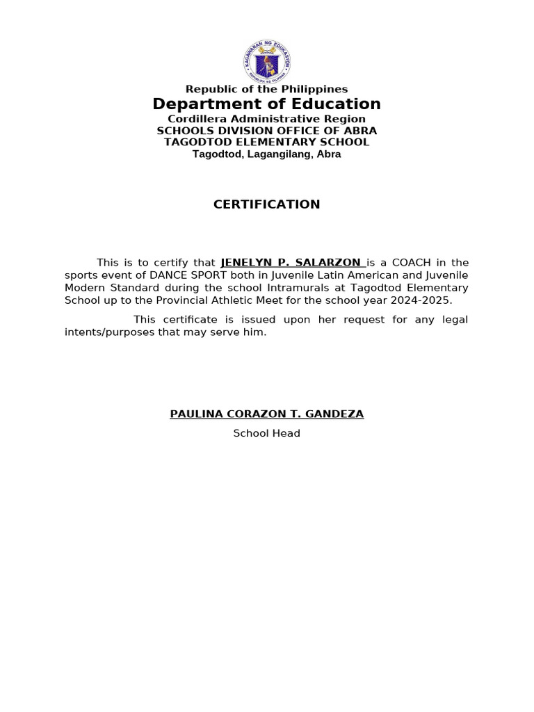 Certification-as-Coach - JHen Salarzon | PDF