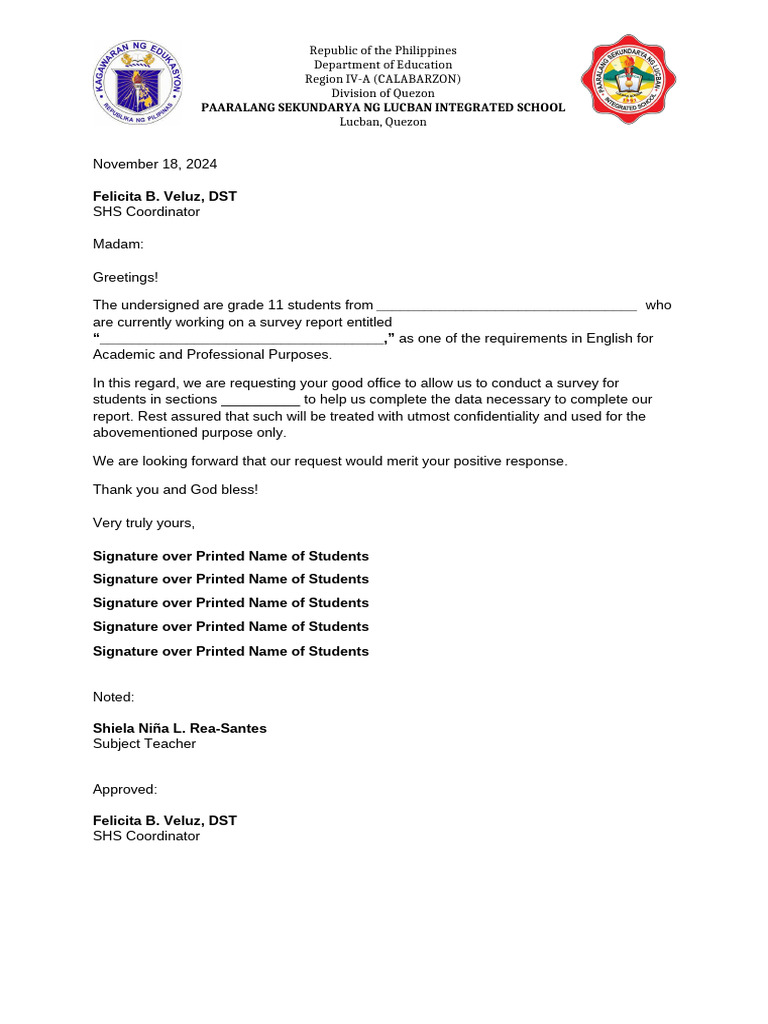 g11 Survey Report Letter Editable | PDF