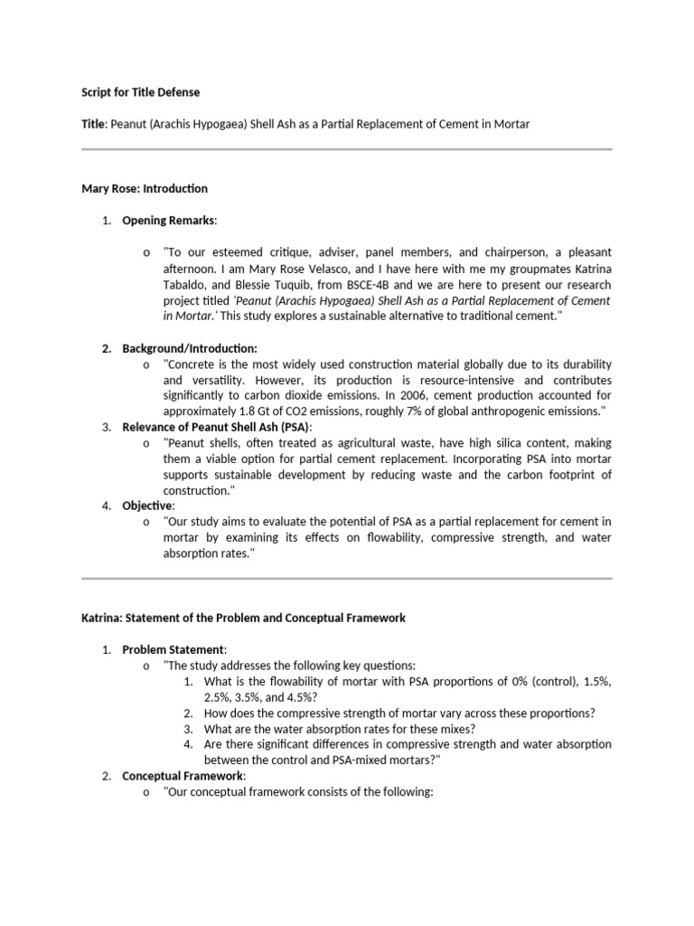Script-for-Title-Defense-2.0 | PDF | Cement | Concrete