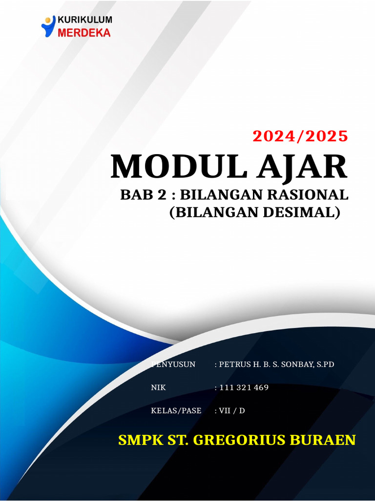 13. Modul Ajar Matematika Kls 7 Sem 1 - Bab II - Copy | PDF