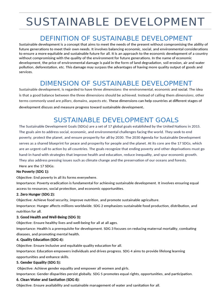 SUSTAINABLE DEVELOPMENT | PDF | Sustainable Development | Sustainability