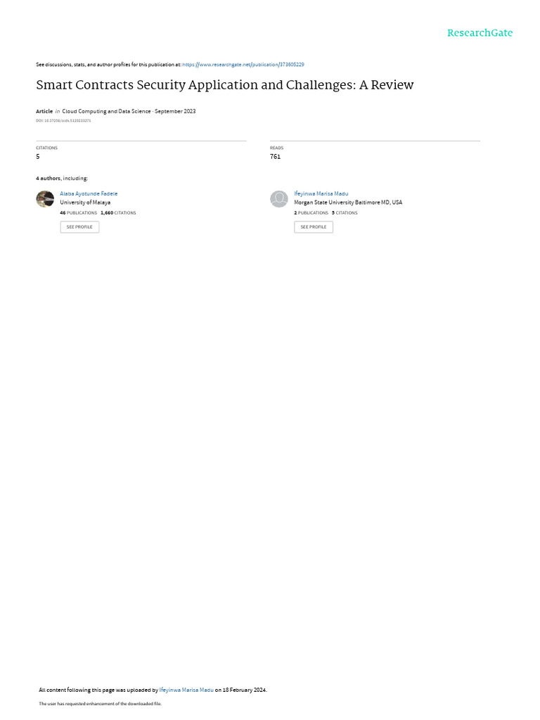 Smart_Contracts_Security_Application_and_Challenge | PDF | Bitcoin | Computer Network