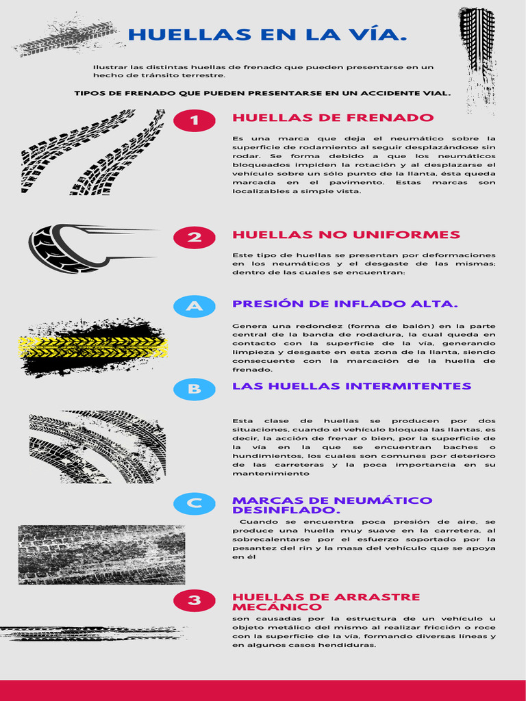 Tipos de Huellas de Frenado en Vías | PDF | Neumático | Ingeniería mecánica