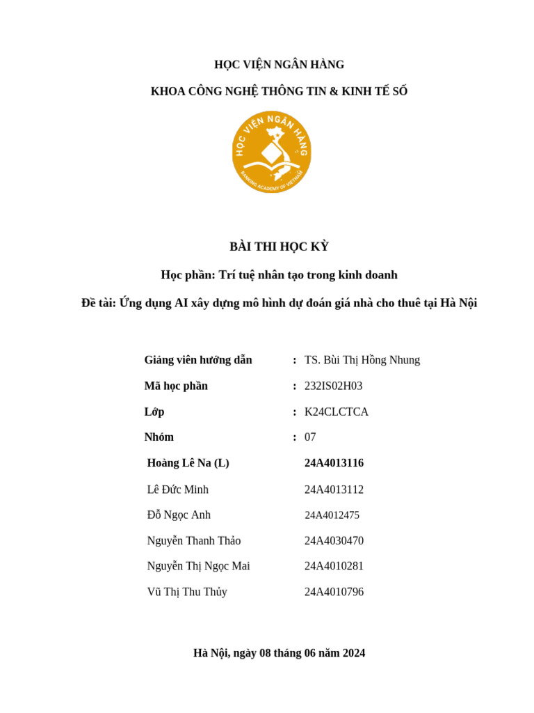 BTL cuối kỳ HVNH môn Trí tuệ nhân tạo | PDF