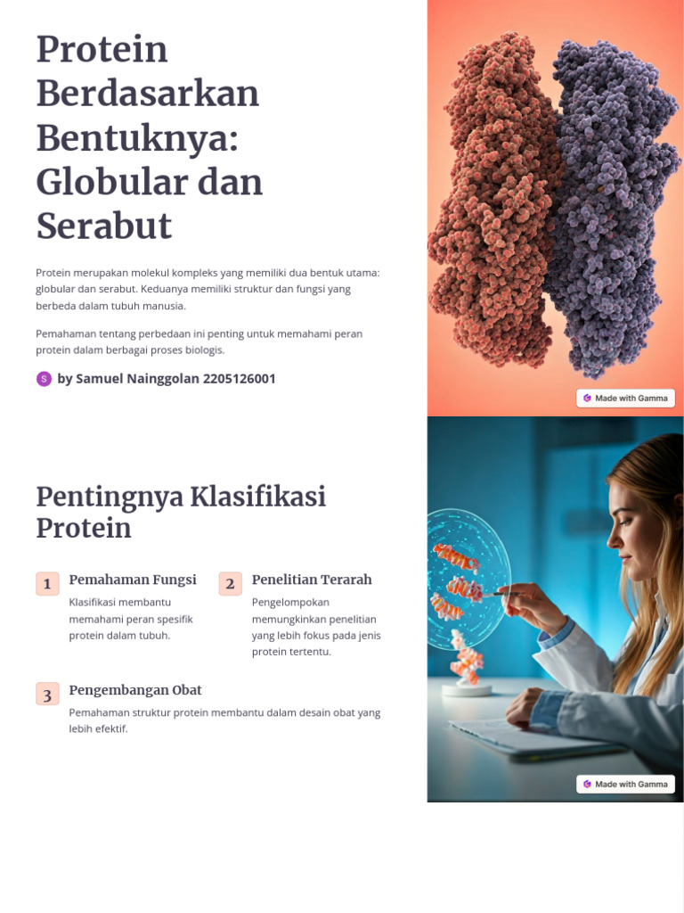 Perbedaan Protein Globular dan Serabut | PDF