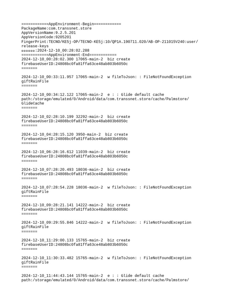 App Environment Log for com.transsnet.store | PDF