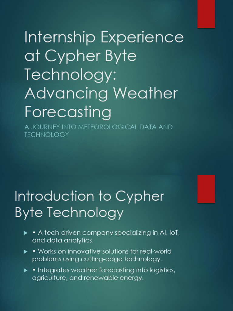 Weather Forecast Internship Presentation | PDF | Machine Learning | Forecasting