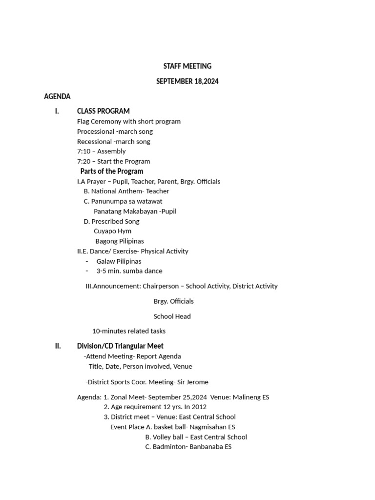 1st Staff Meeting 2024 | PDF