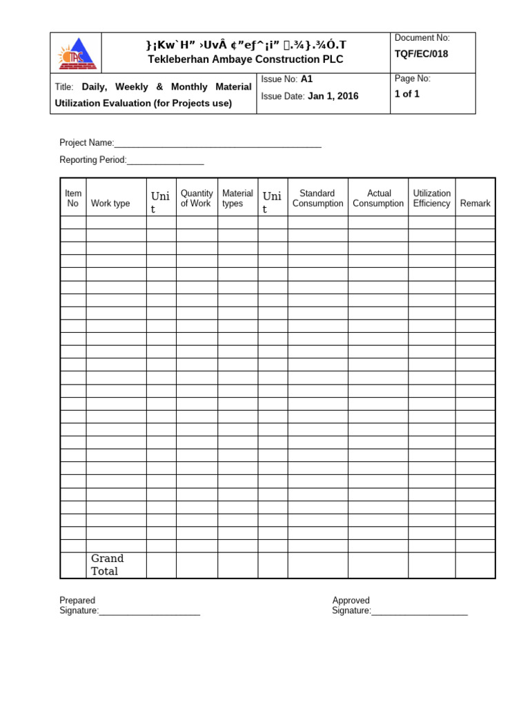 Material Utilization Evaluation Report | PDF