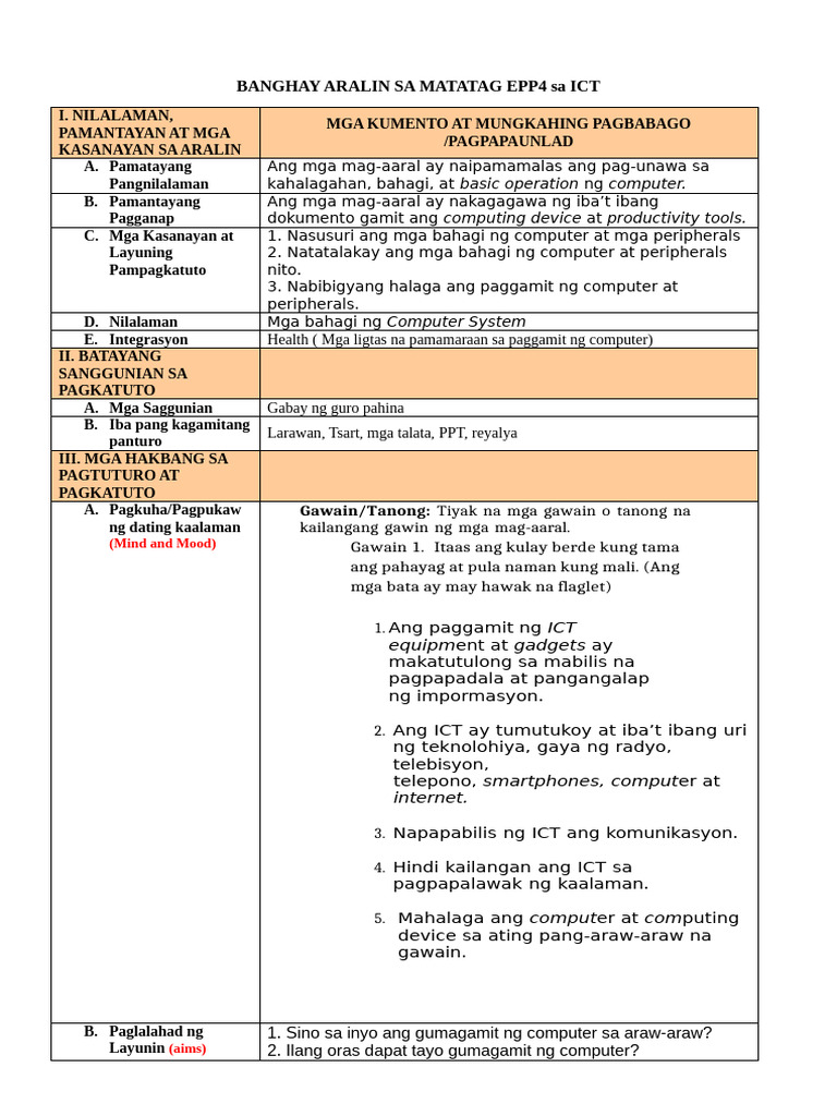 Banghay-Aralin-sa-EPP 4 | PDF