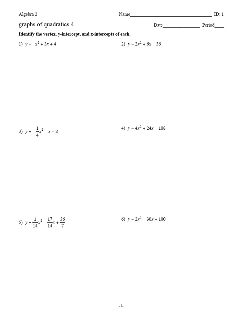 Graphs of Quadratics 4 | PDF