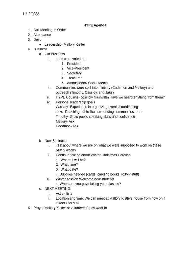 HYPE Agenda | PDF