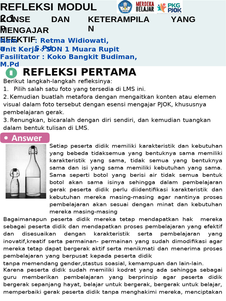 TUGAS 2.1.c.1 REFLEKSI MODUL 2.1 RETMA WIDIOWATI | PDF