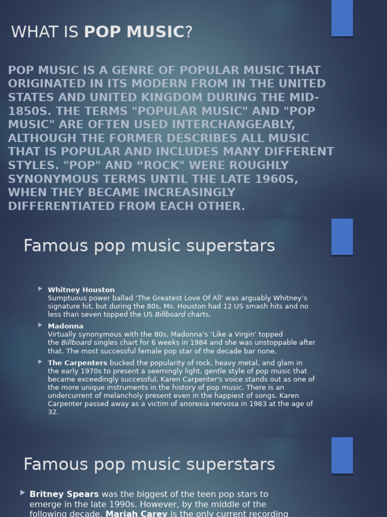 Pop Music Presentation | PDF | Michael Jackson | Pop Music