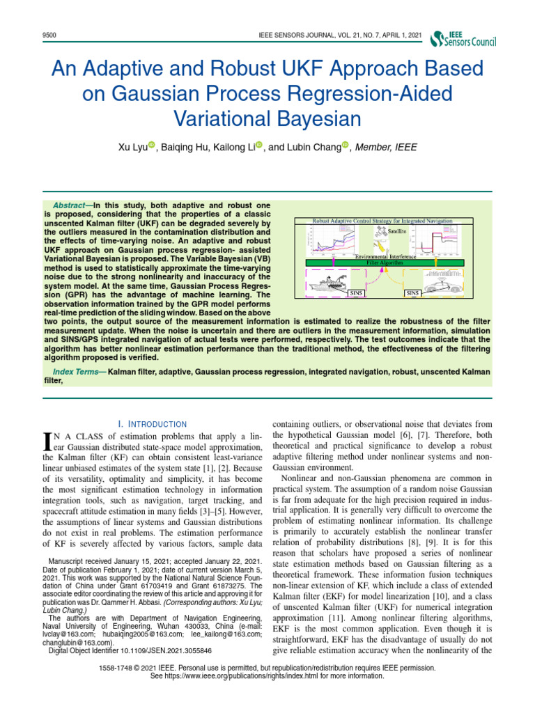 An Adaptive and Robust UKF Approach Based on Gaussian Process Regression-Aided Variational ...