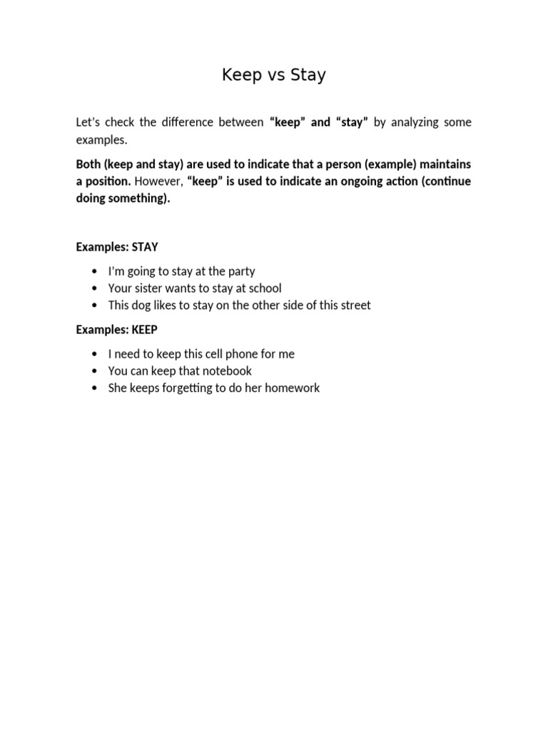 Keep vs Stay | PDF