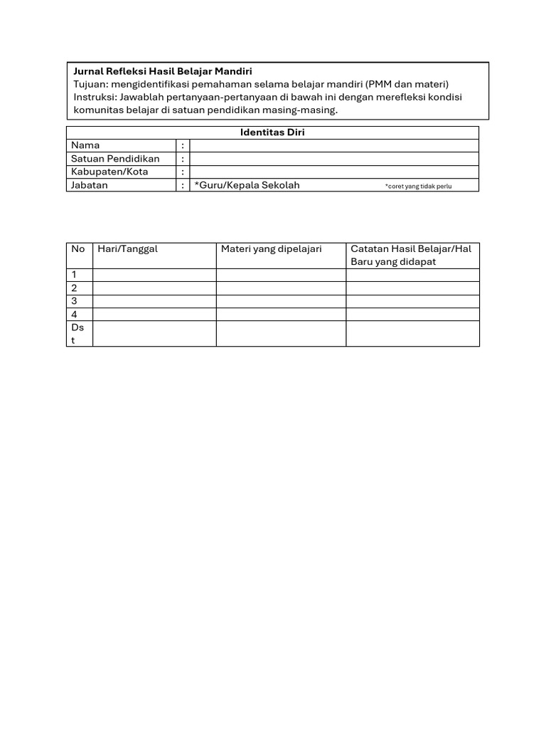 Jurnal Refleksi Hsil Belajar Mandiri | PDF