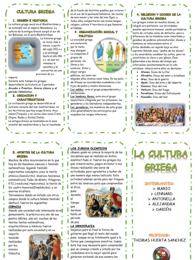 Triptico Cultura Griega | PDF | Antigua Grecia | Deidades