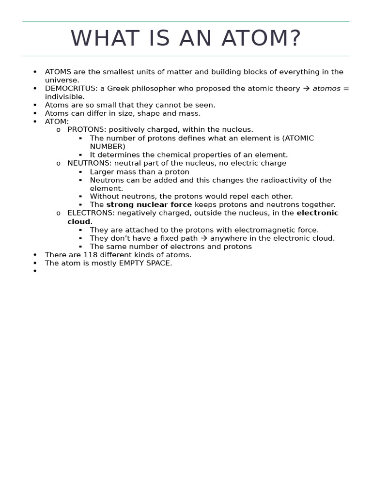 Basics of Atomic Structure | PDF