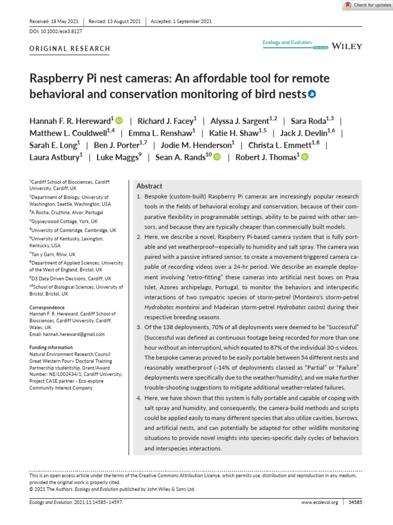 Ecology and Evolution - 2021 - Hereward - Raspberry Pi Nest Cameras An ...