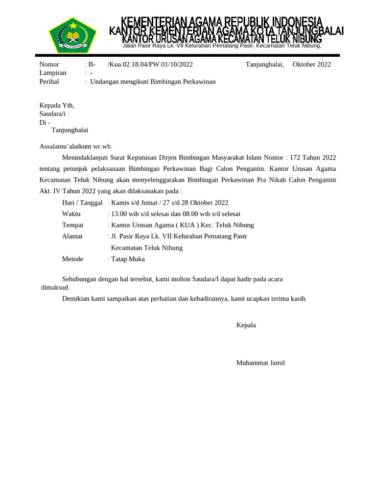 SURAT UNDANGAN - BIMWIN AKT. IV | PDF SURAT UNDANGAN - BIMWIN AKT. IV | PDF