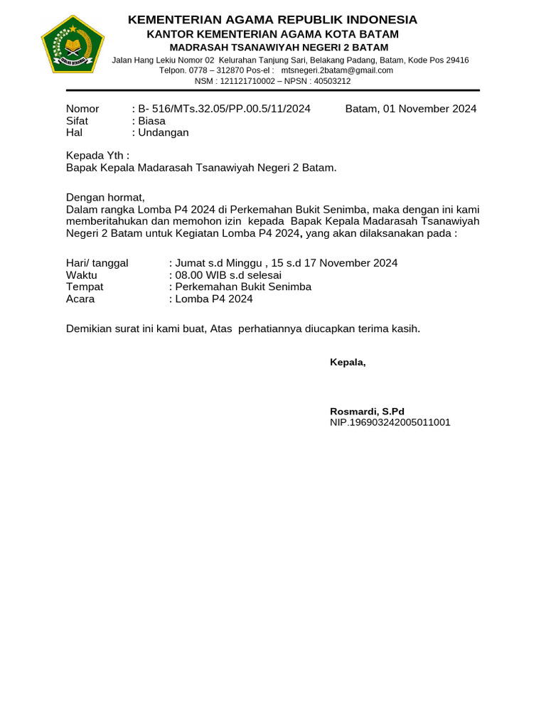 SURAT IZIN KAMAD LOMBA P4 (2) (1) | PDF