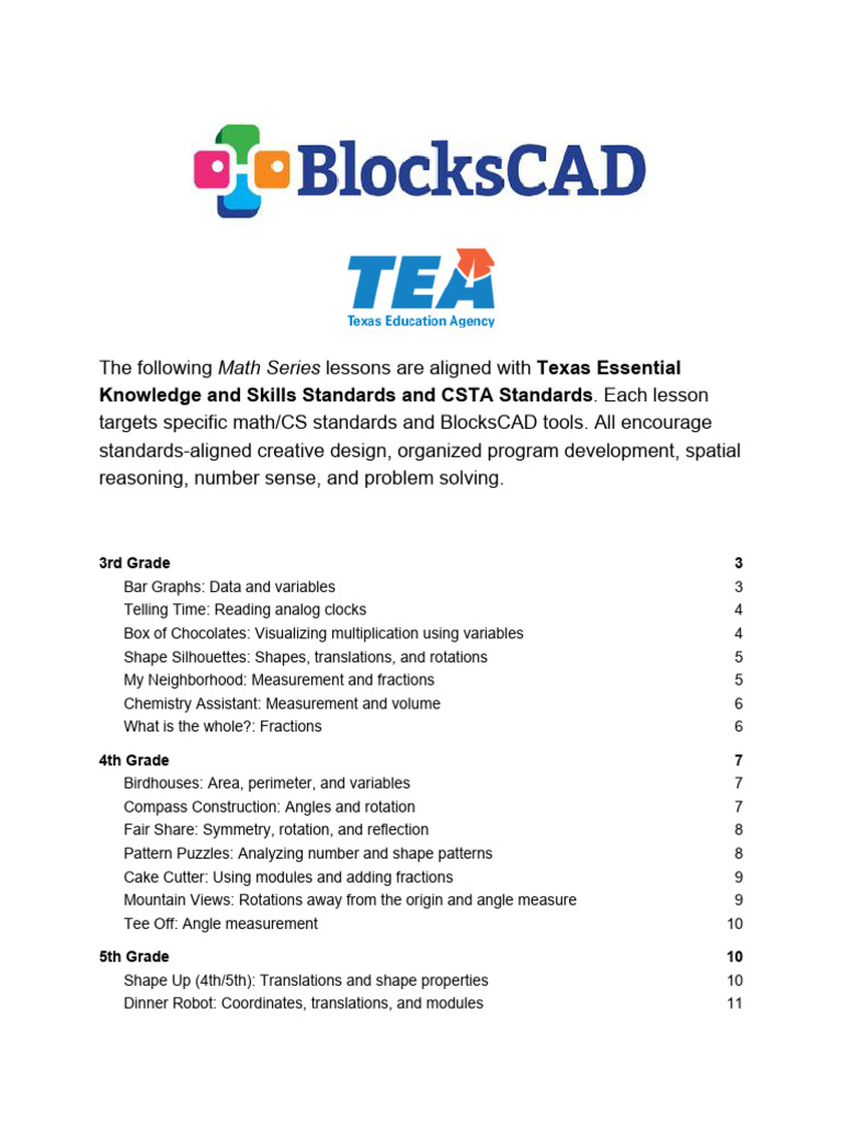 BlocksCAD_TEKSAlignment | PDF | Area | Geometry
