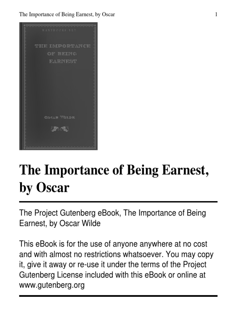 The Importance of Being Earnest | PDF | The Importance Of Being Earnest