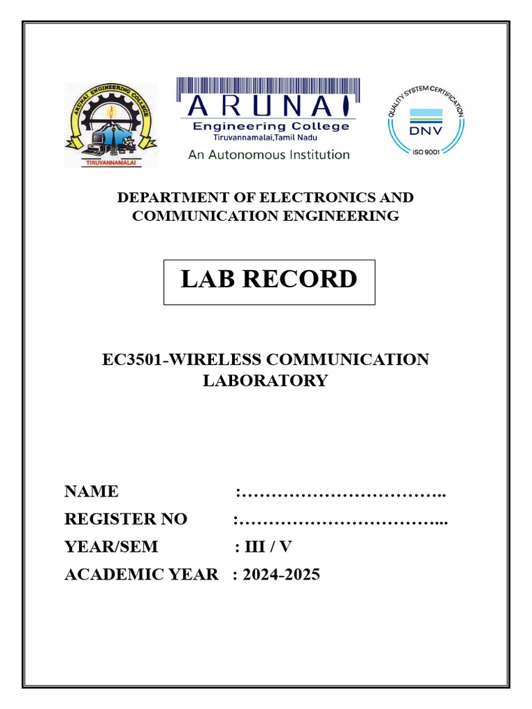 Wireless Communication Laboratory Record | PDF | Signal To Noise Ratio ...
