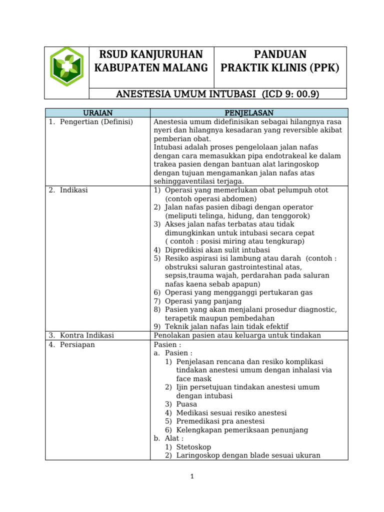 Anestesia Umum Intubasi | PDF