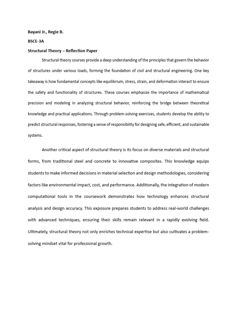 E3A - BAYANI - Reflection (Structural) | PDF