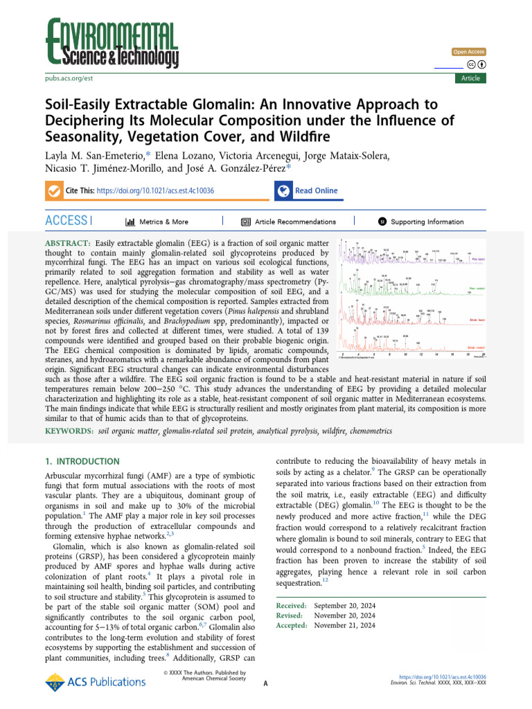 San Emeterio Et Al 2024 Soil Easily Extractable Glomalin An Innovative Approach To Deciphering ...
