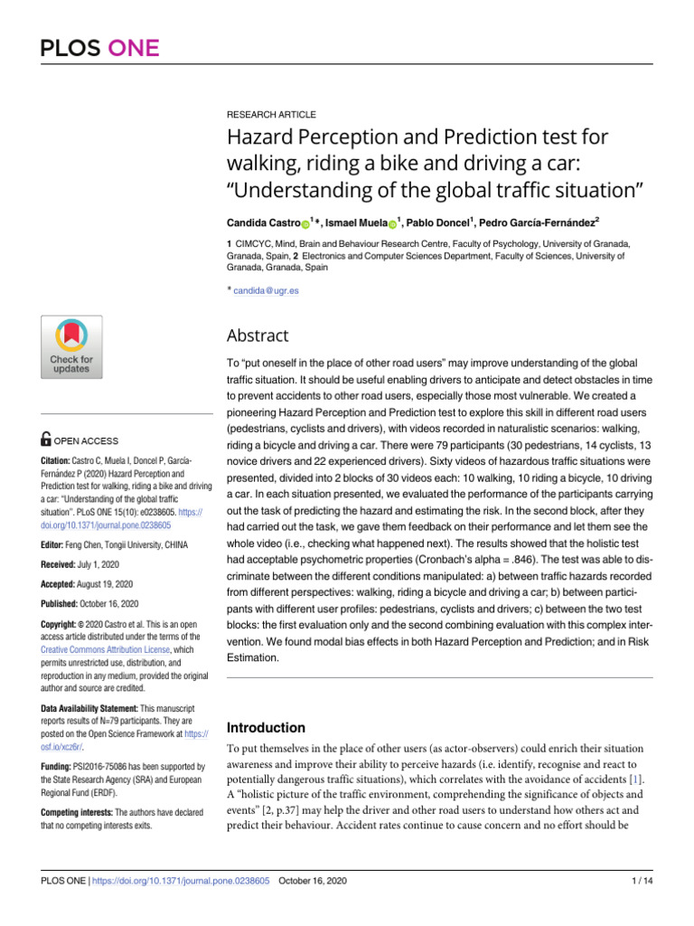 Hazard Perception | PDF | Traffic Collision | Risk