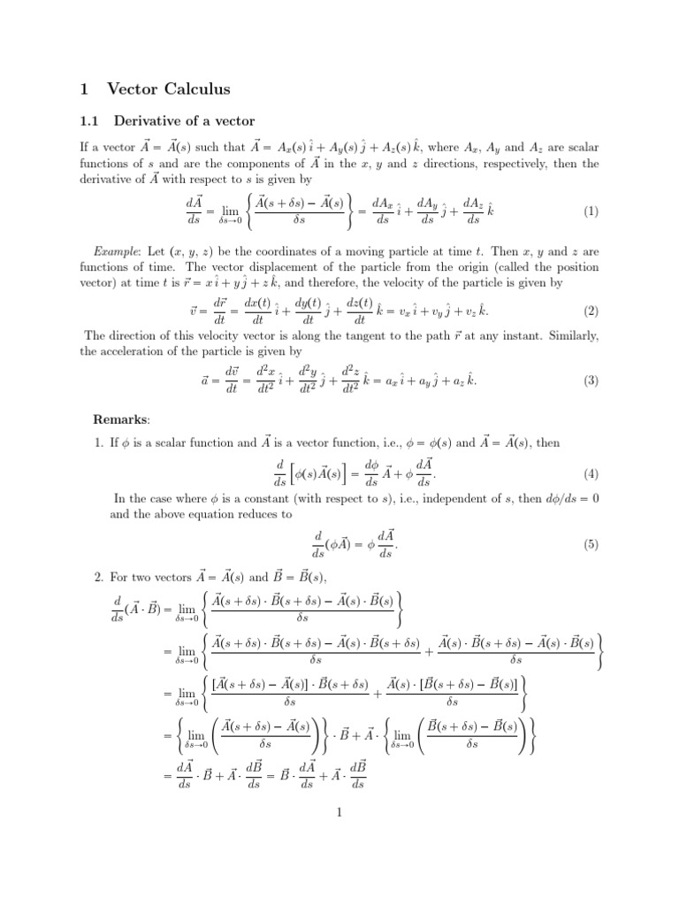 Vector_Calculus | PDF | Acceleration | Mathematical Physics