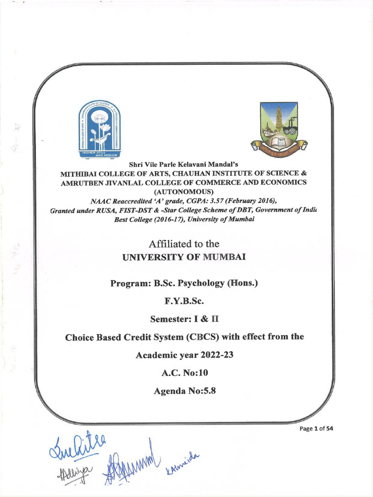 5770 - Download - FYBSC Psychology Syllabus - Final | PDF | Educational ...