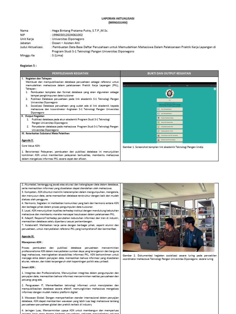 Laporan Minggu 5 RA HBP | PDF