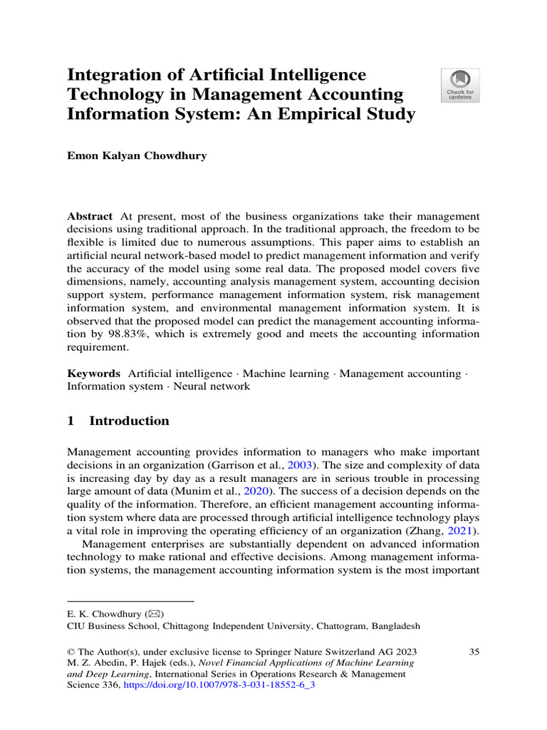 Integration of Artificial Intelligence Technology in Management Accounting Information System ...