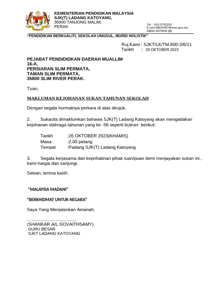 Surat Makluman PPD | PDF