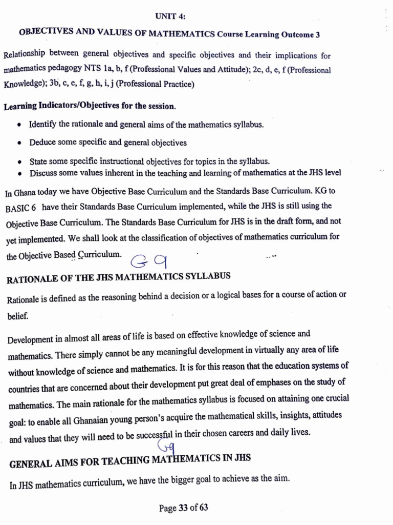 Curriculum Studies In Mathematics ( unit 4) | PDF