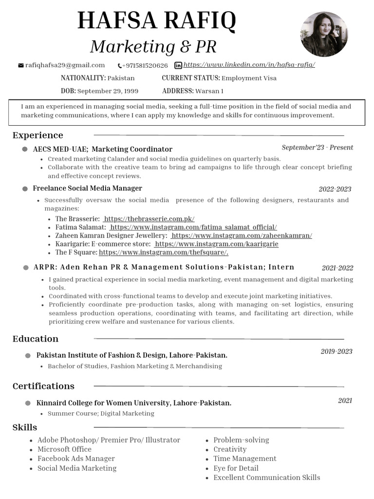 Hafsa Rafiq Resume | PDF | Business | Marketing