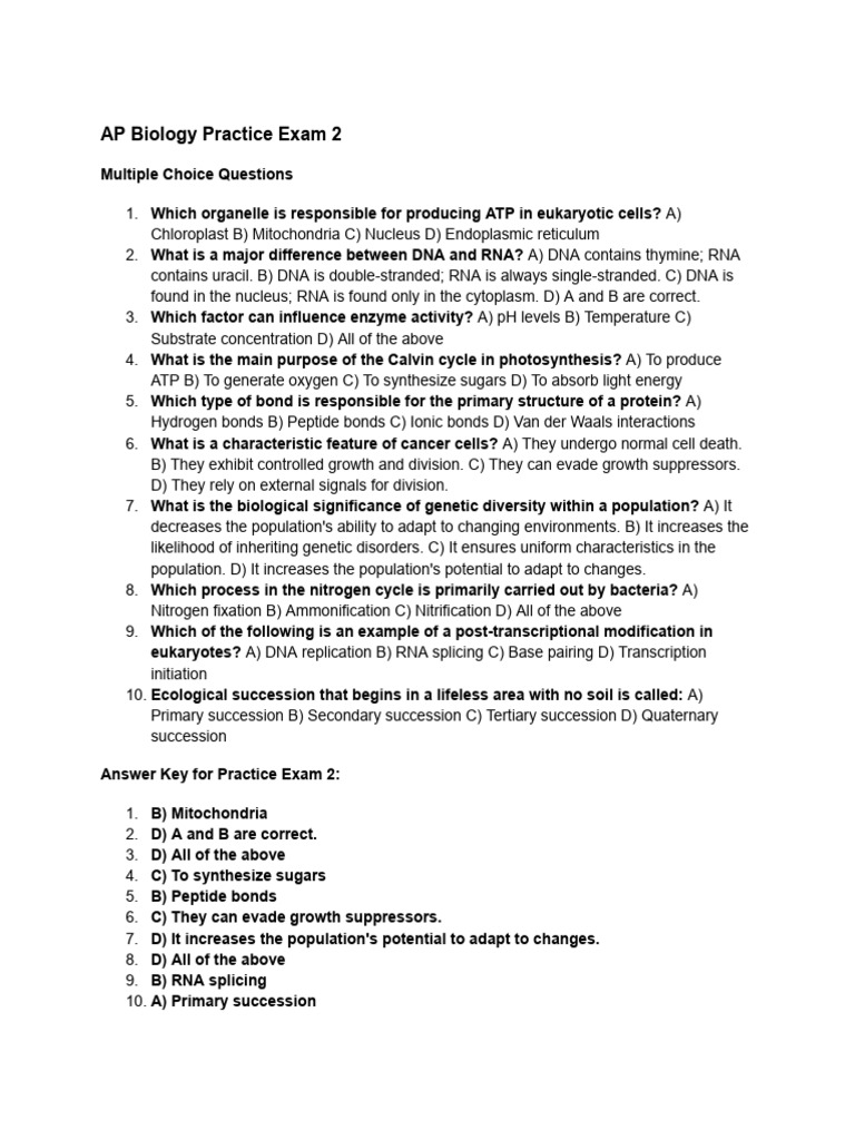 AP Biology Practice Exam 12 | PDF