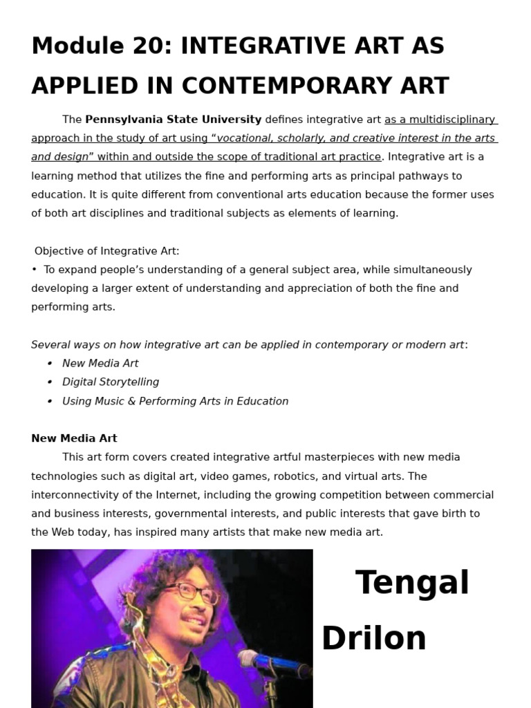 Integrative Arts as Applied in Contemporary Art | PDF | Storytelling ...