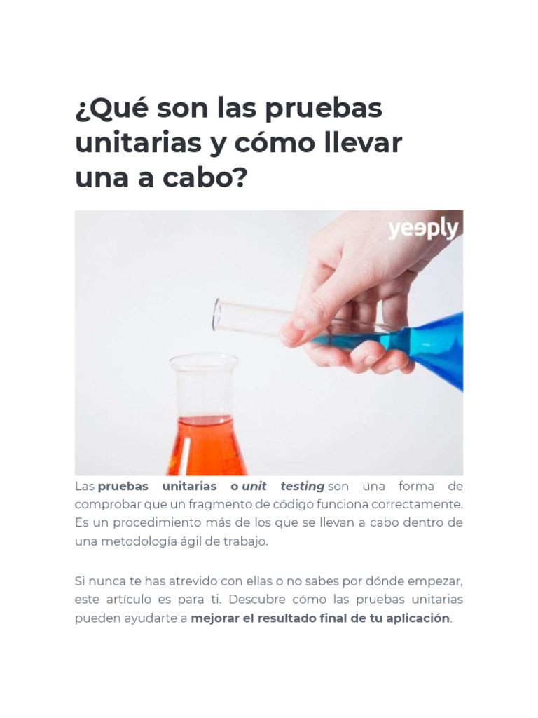 Qué Son Las Pruebas Unitarias y Cómo Llevar Una A Cabo | PDF ...